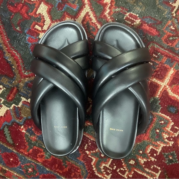 Anine Bing | Shoes | Anine Bing Black Sandals Lizzie Slides Size 366 | Poshmark